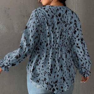 Tops | Plus Size Boho Red Leopard Print Surplice Peplum Top | Poshmark